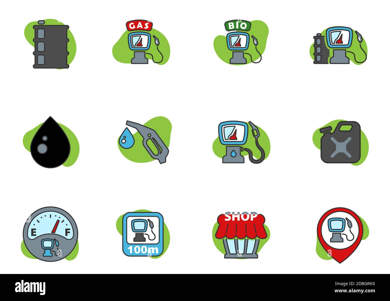 gas station colored icons isolated on white background Stock Photo - Alamy