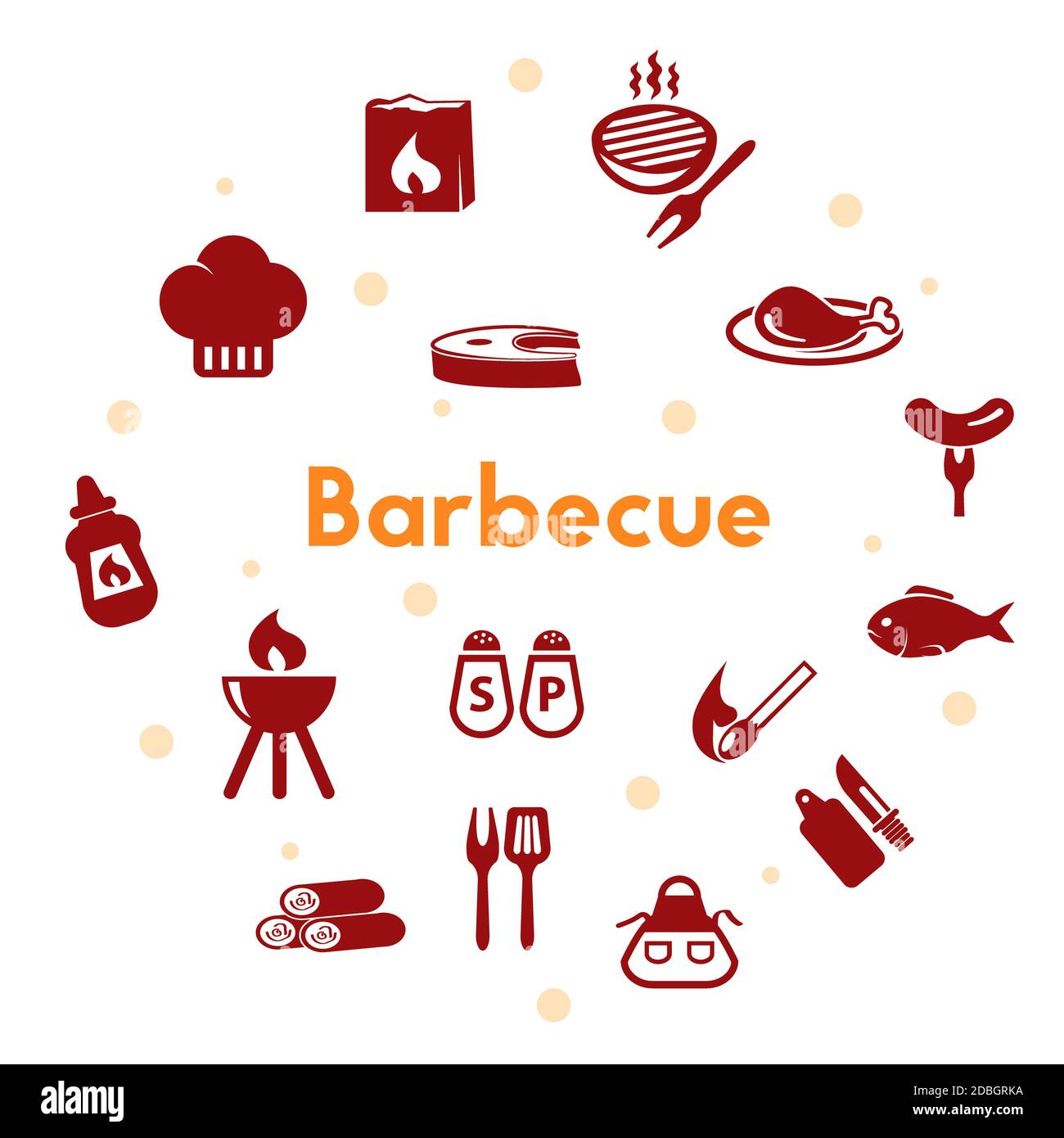 Barbecue icon set on white background. Outdoor recreation and cooking ...