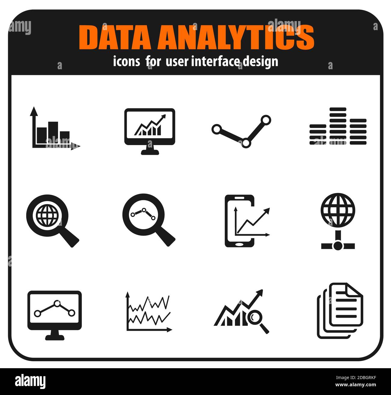 data analytics icon set for user interface design Stock Photo - Alamy