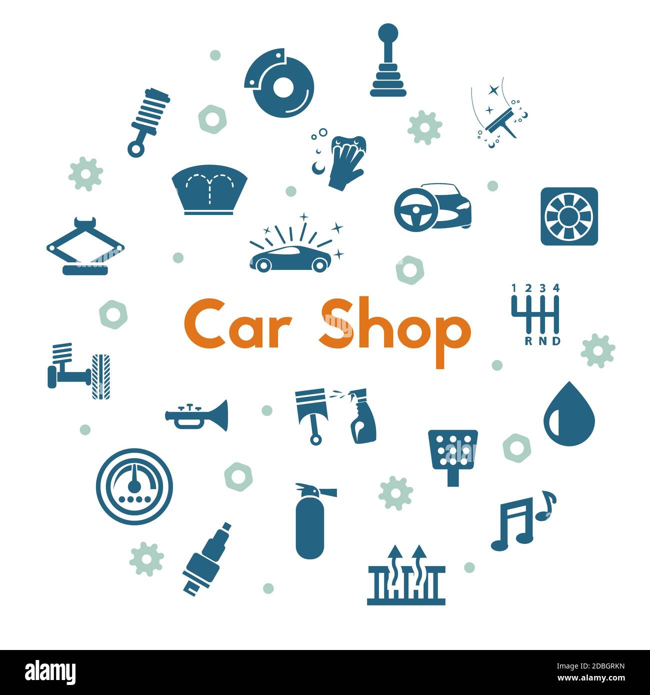 car shop icon set isolated on white background Stock Photo - Alamy