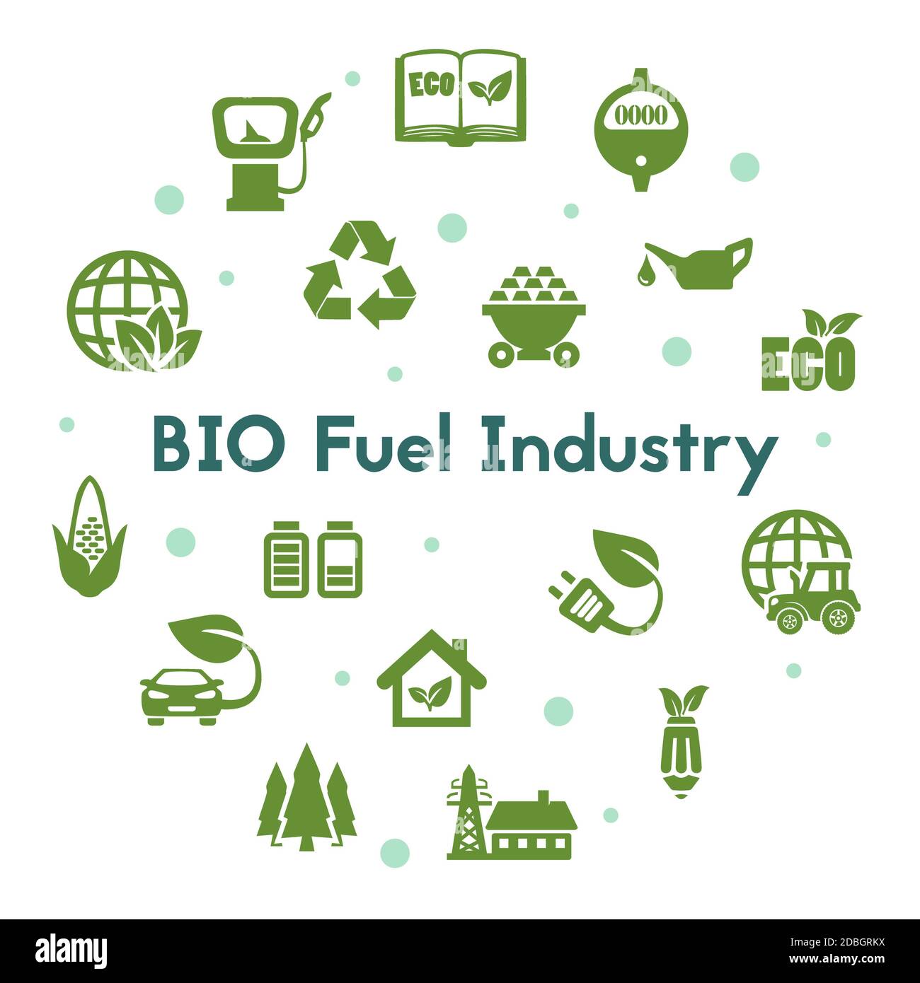 BIO Fuel Industry Icon Set on white background. Biofuel production ...
