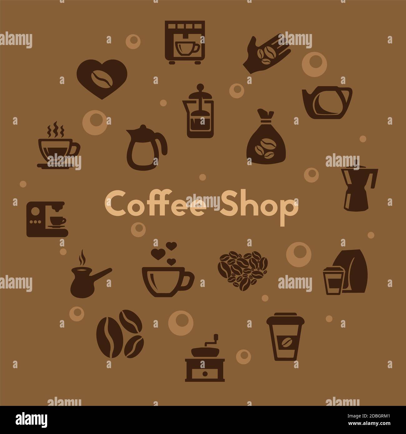 Coffee shop icon set. Coffee and making coffee vector symbols Stock ...