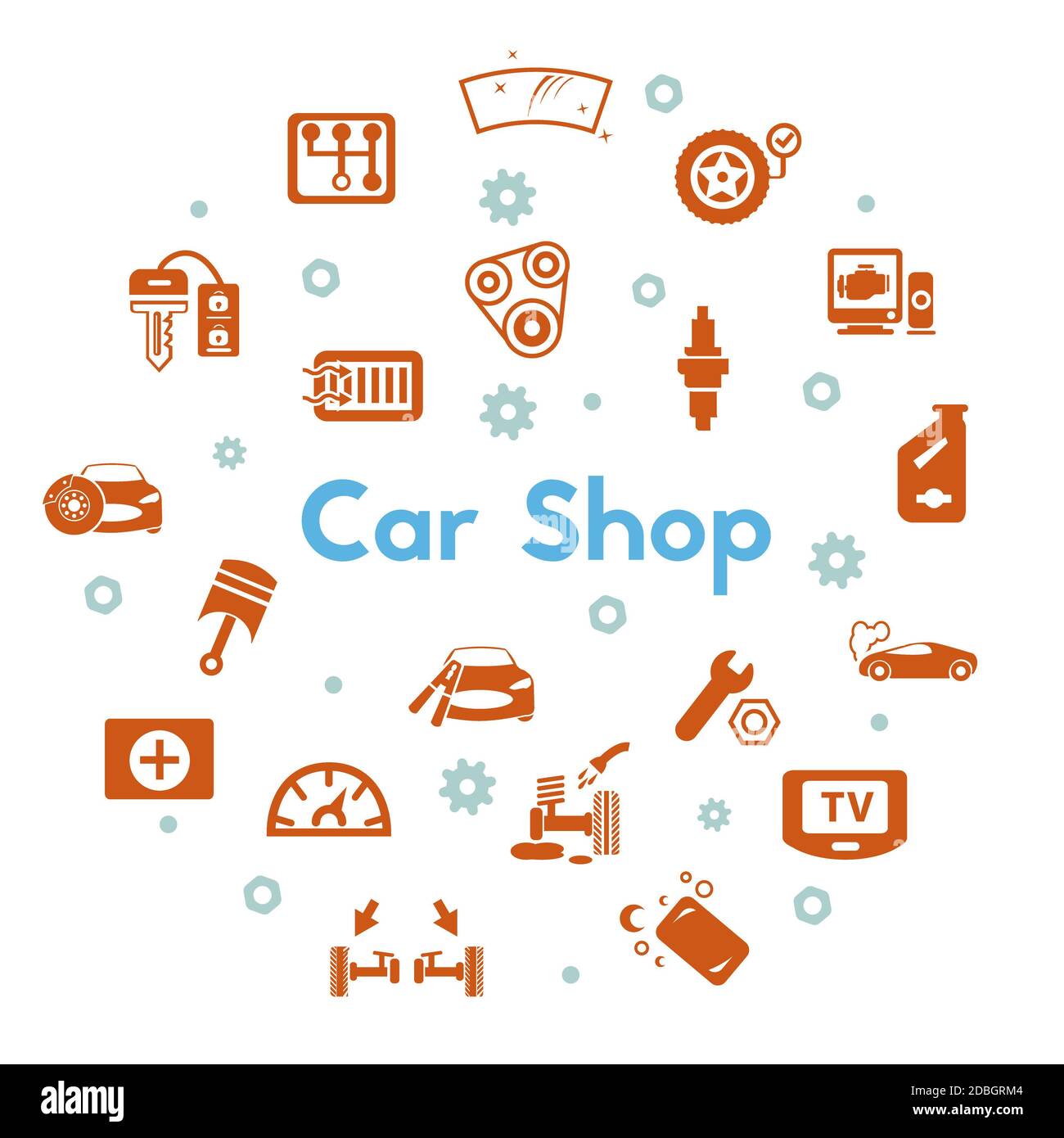 car shop icon set isolated on white background Stock Photo - Alamy