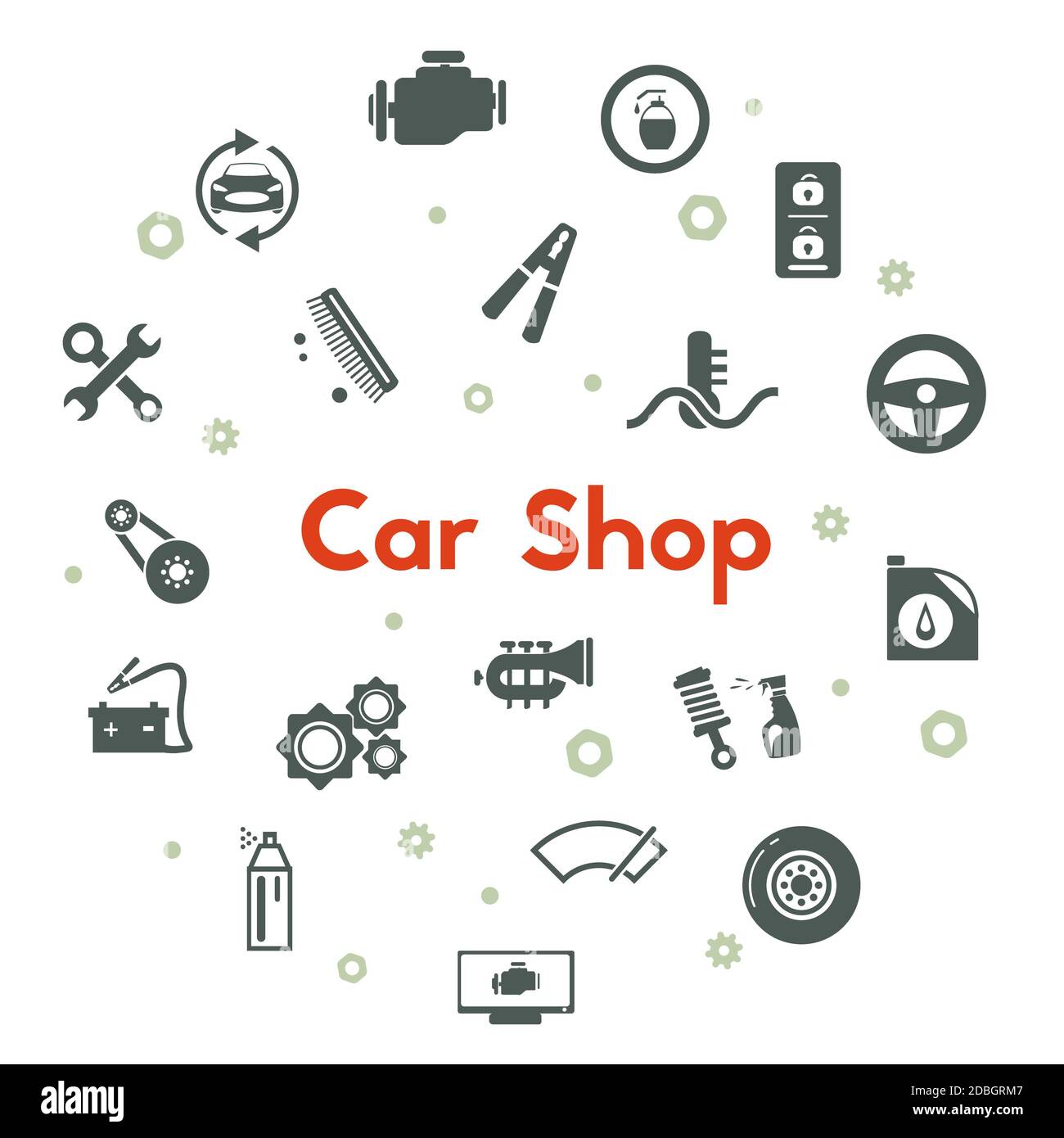car shop icon set isolated on white background Stock Photo - Alamy