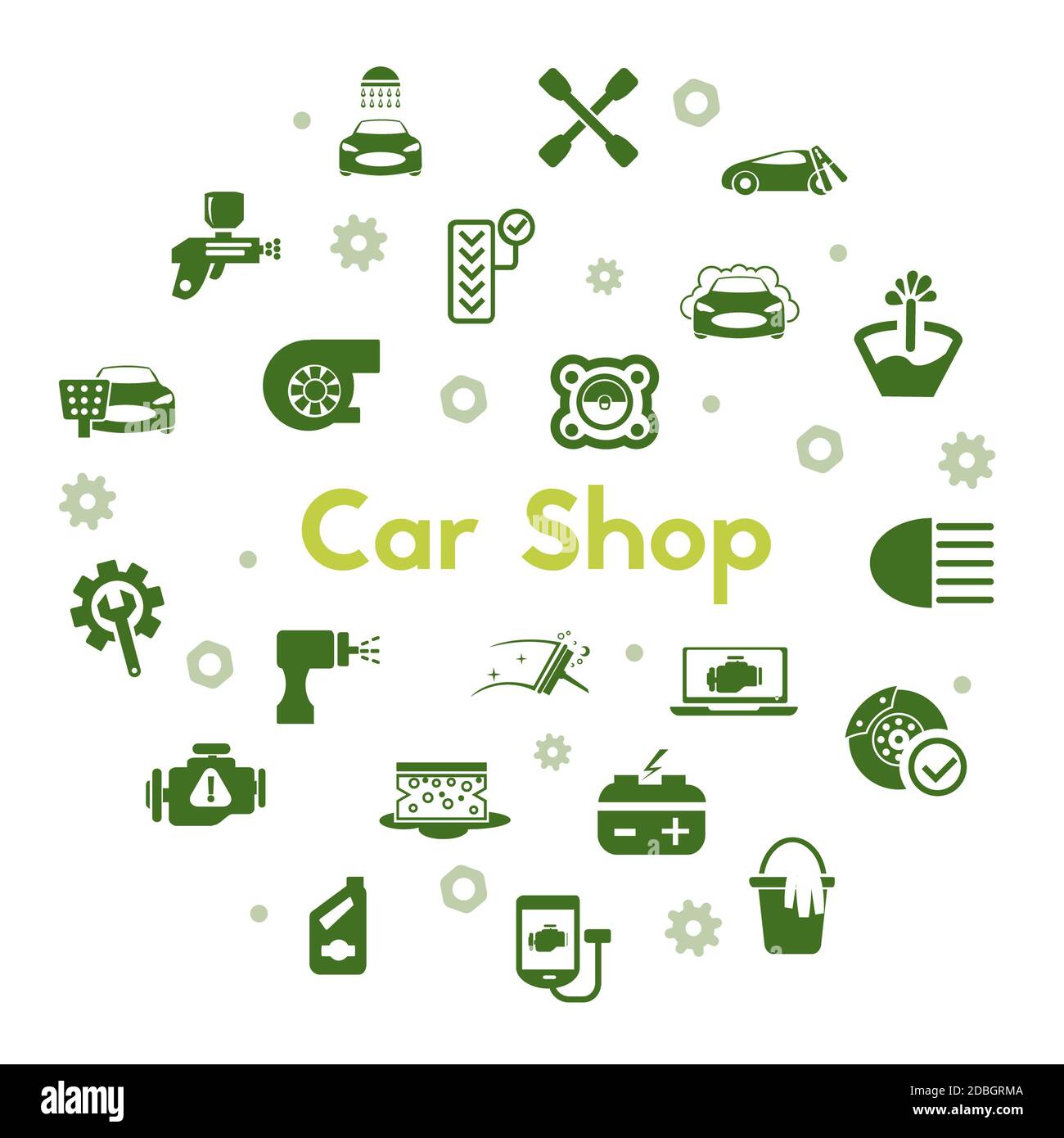 car shop icon set isolated on white background Stock Photo - Alamy
