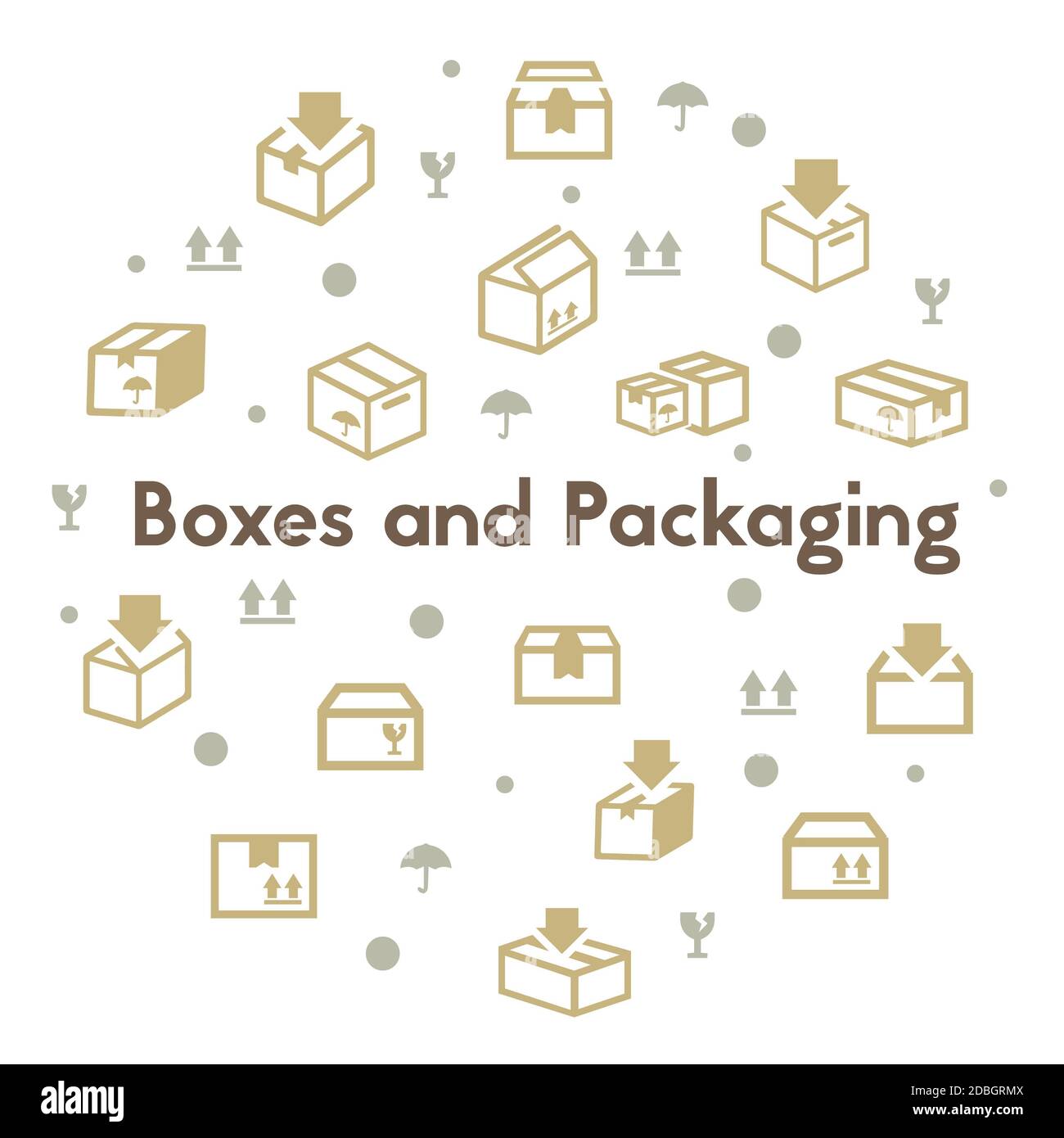 Cardboard boxes and packaging vector icon set Stock Photo - Alamy