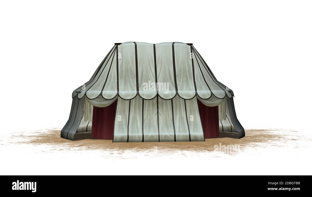 Medieval tent on a sand area - isolated on white background Stock Photo ...