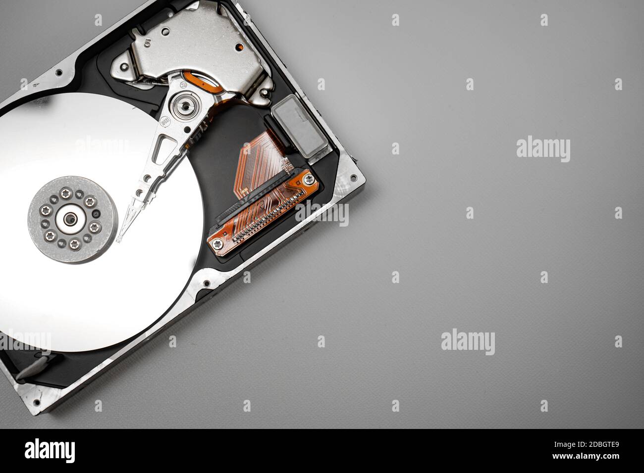 Image of the decomposed hard disk drive. Shooting Location: Yokohama ...