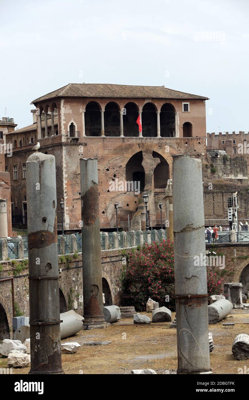 The forum of Trajan in Rome. Italy. Trajan's Forum was the last of the ...