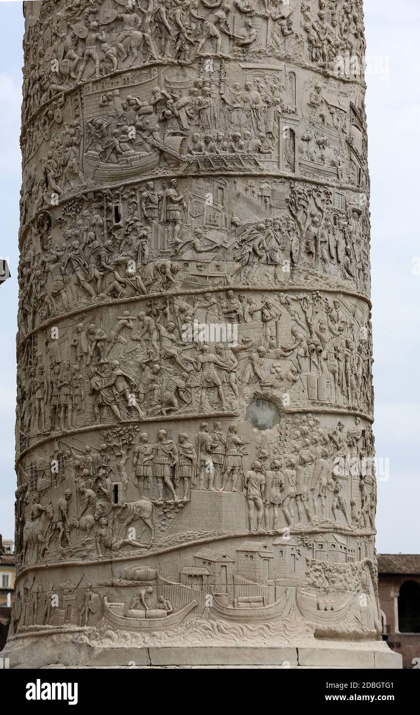 Column of Tajan . Roman triumphal column in Rome, Italy Stock Photo - Alamy