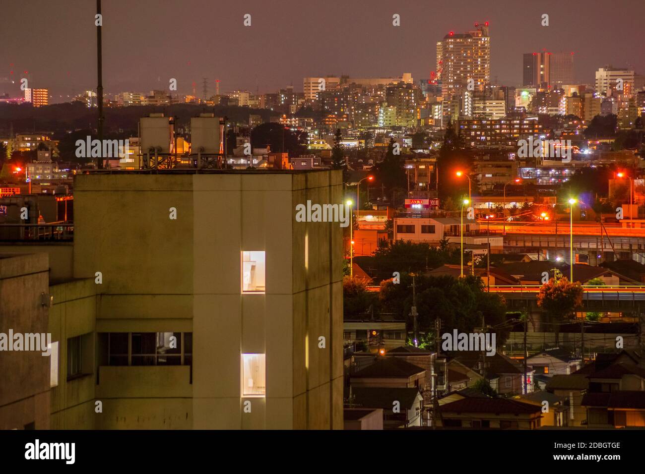 Chofu of night view and skyline. Shooting Location: Chofu, Tokyo Stock ...