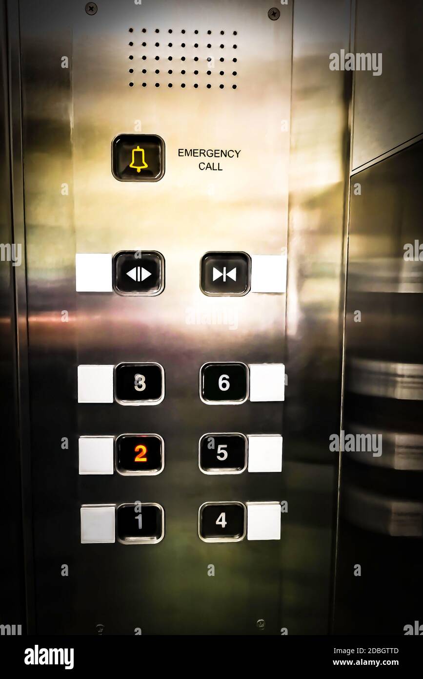 Interior view of a control panels buttons elevator Stock Photo - Alamy