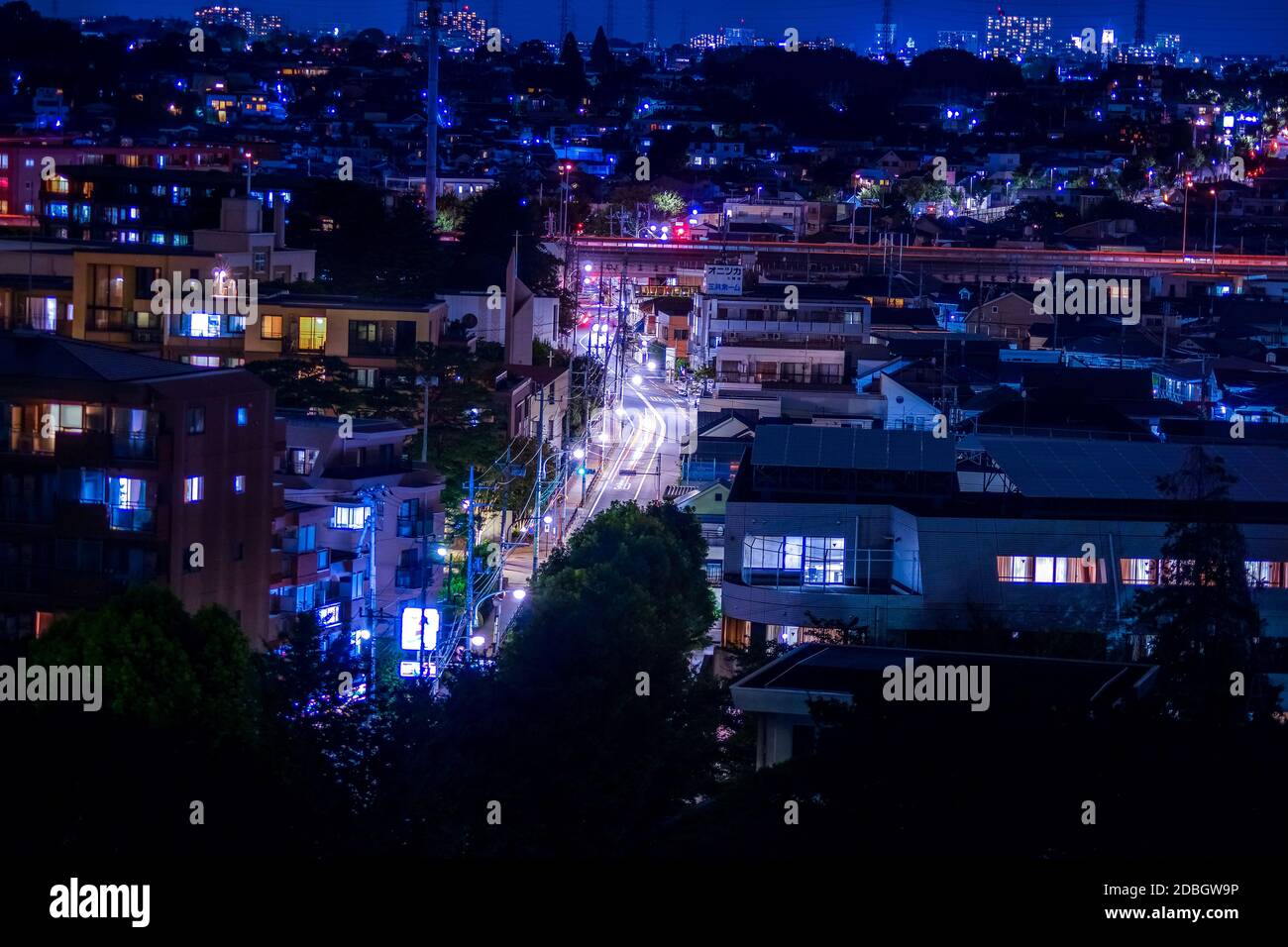 Chofu of night view and skyline. Shooting Location: Chofu, Tokyo Stock ...