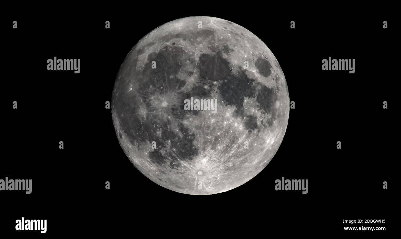 Full moon seen with an astronomical telescope, 4K format Stock Photo ...