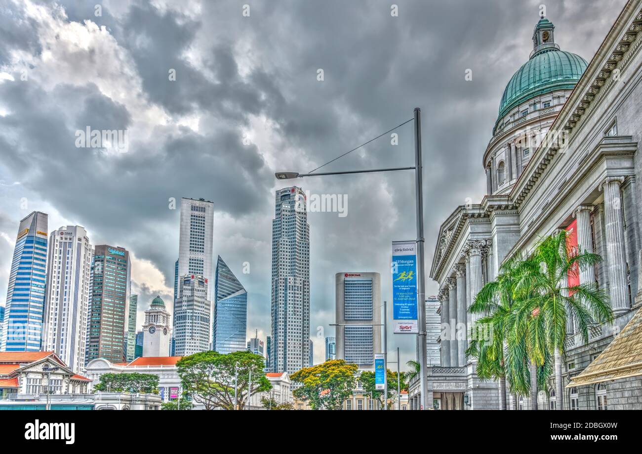 Singapore waterfront skyline, HDR Image Stock Photo - Alamy