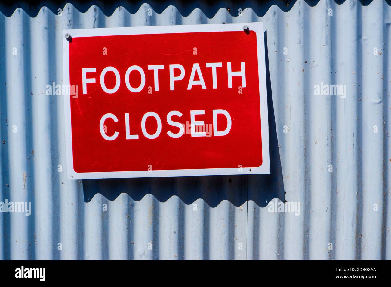 footpath closed red warning sign in Kendal UK Stock Photo - Alamy