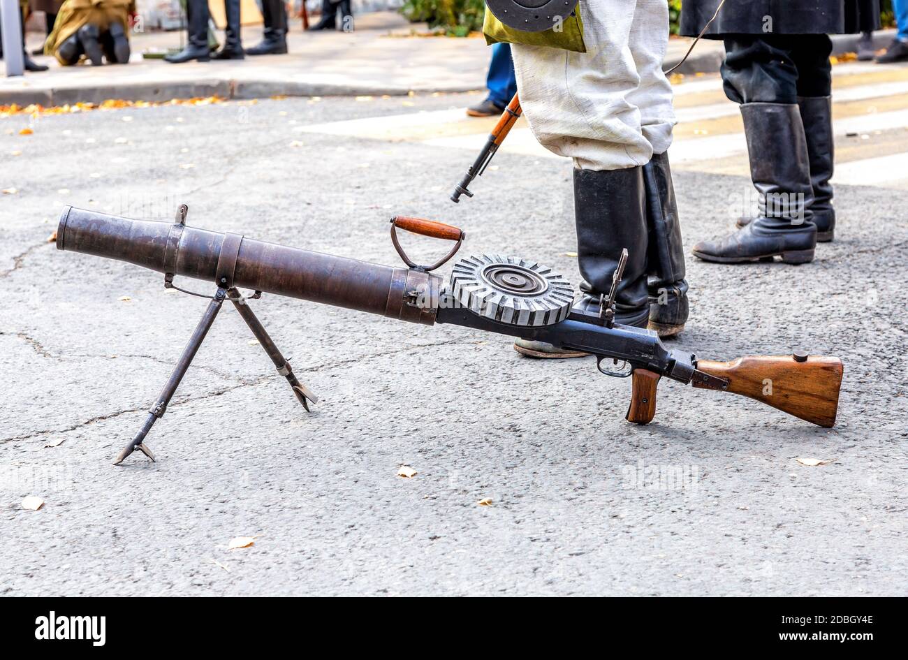 First World War weapon. Lewis automatic machine gun close up Stock ...