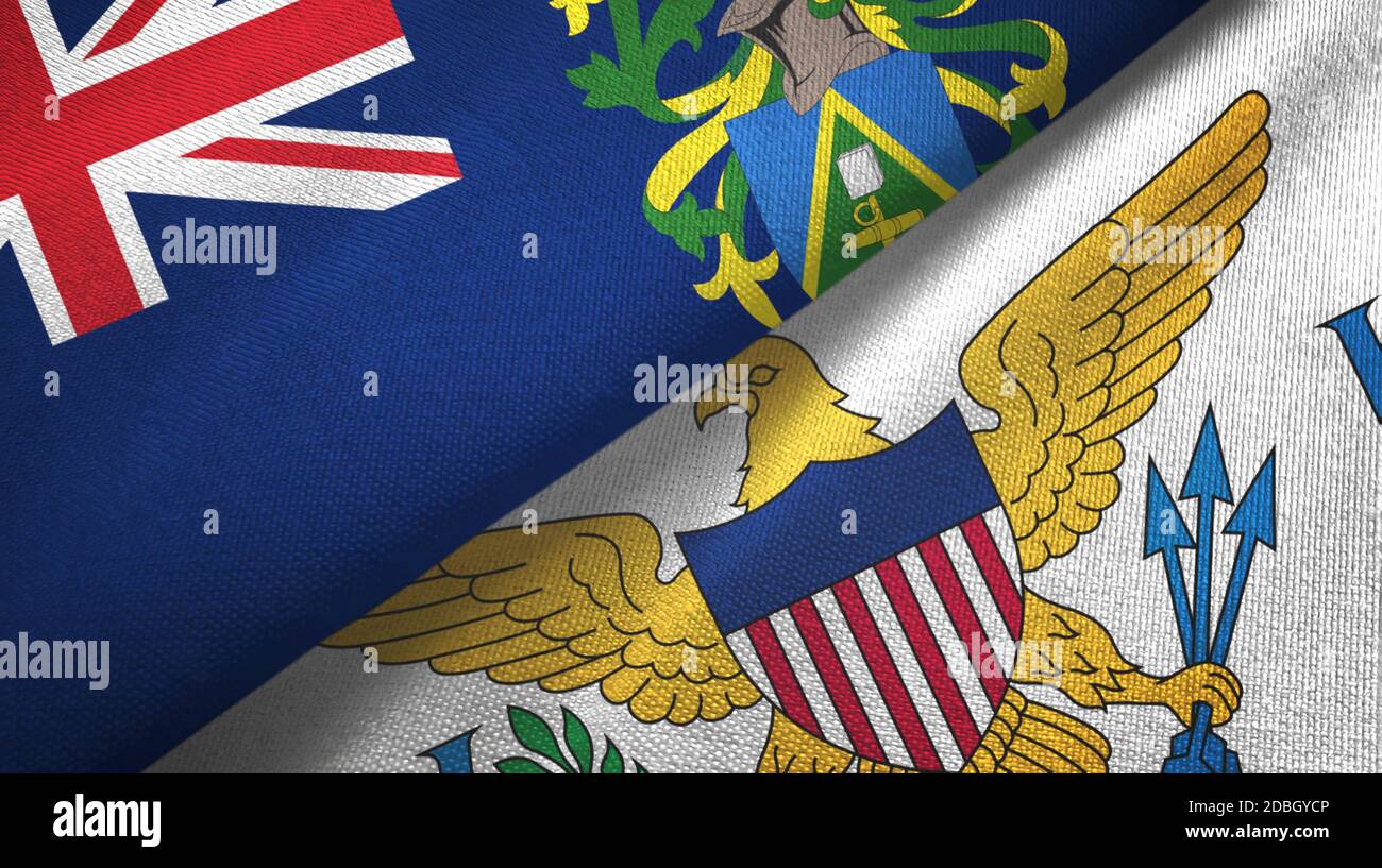 Pitcairn Islands and Virgin Islands United States two flags textile ...