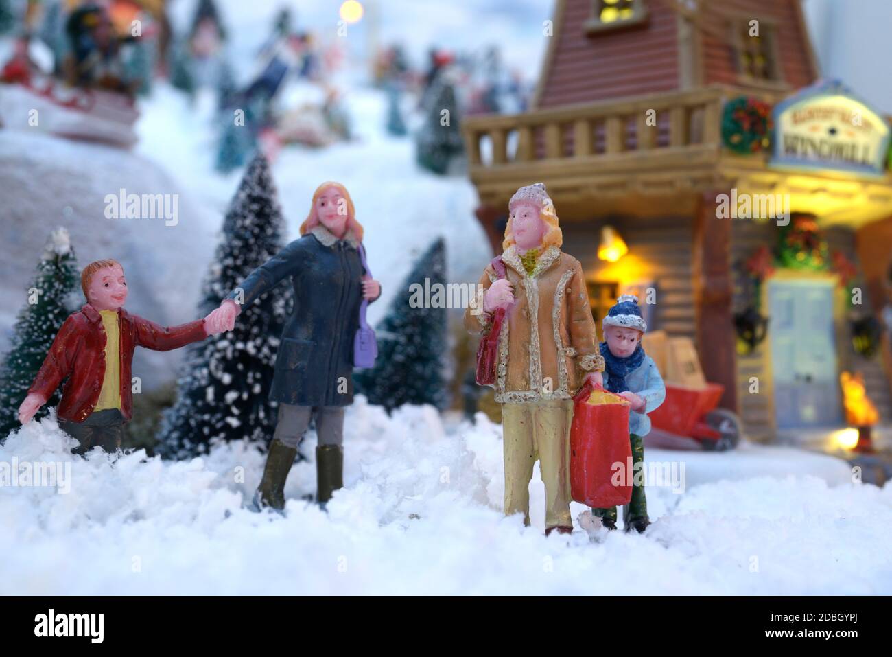 Christmas decorations, dummy toys, set on a miniature buildings ...