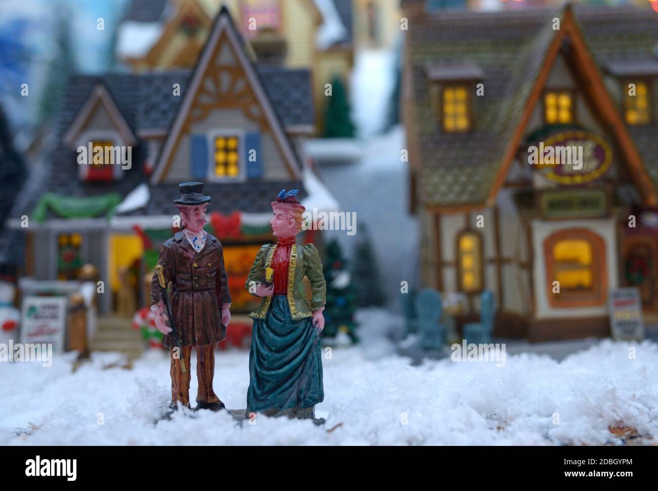 Christmas decorations, dummy toys, set on a miniature buildings ...
