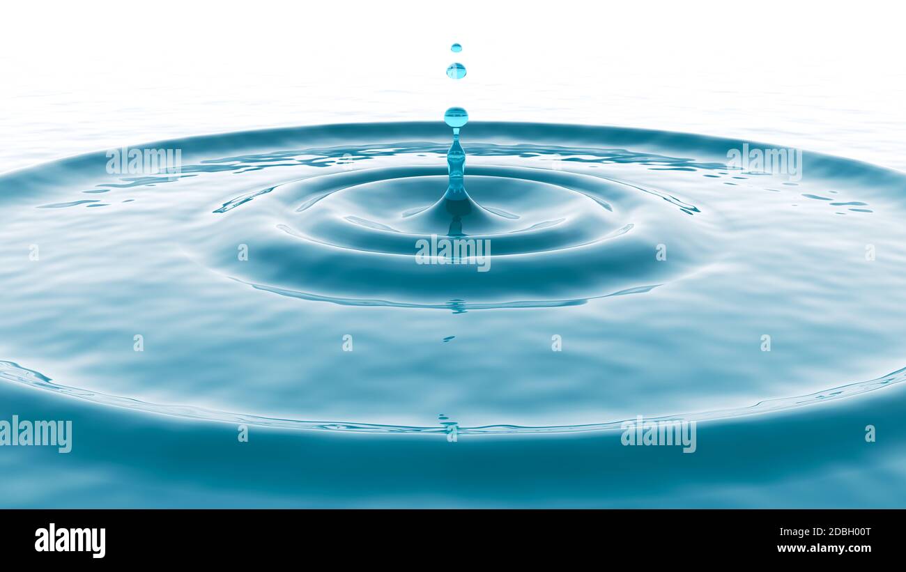 water drop splash in a wavy water effect realistic 3D rendering Stock ...