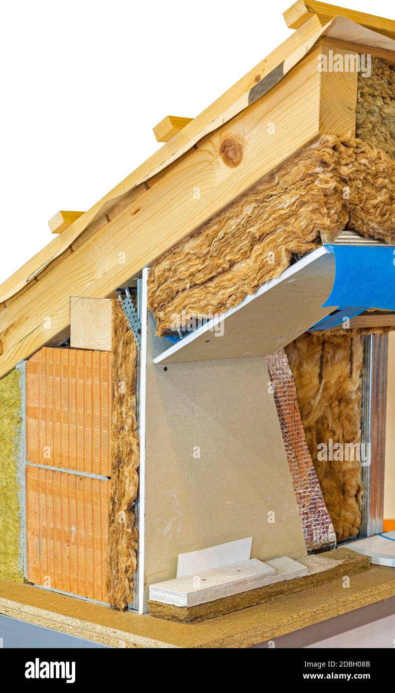 Roof and Wall House Thermal Insulation Layers Stock Photo - Alamy