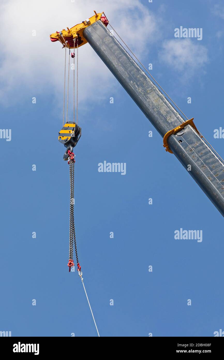 Mobile Crane Boom Hook With Chains Construction Equipment Stock Photo ...