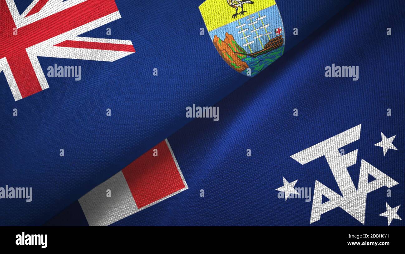 Saint Helena and French Southern and Antarctic Lands two flags textile ...