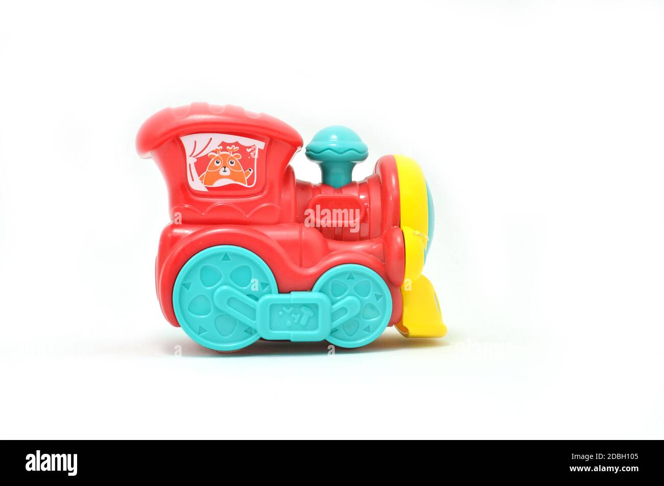 Colorful toy train isolated on white background Stock Photo - Alamy