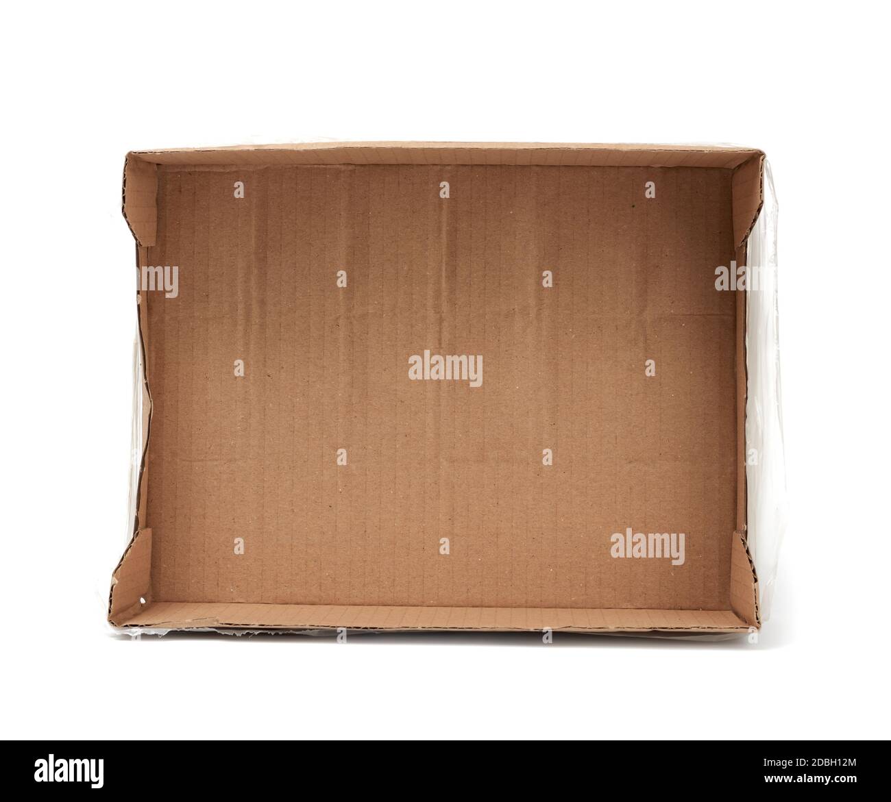 empty rectangular box of brown cardboard paper with transparent ...