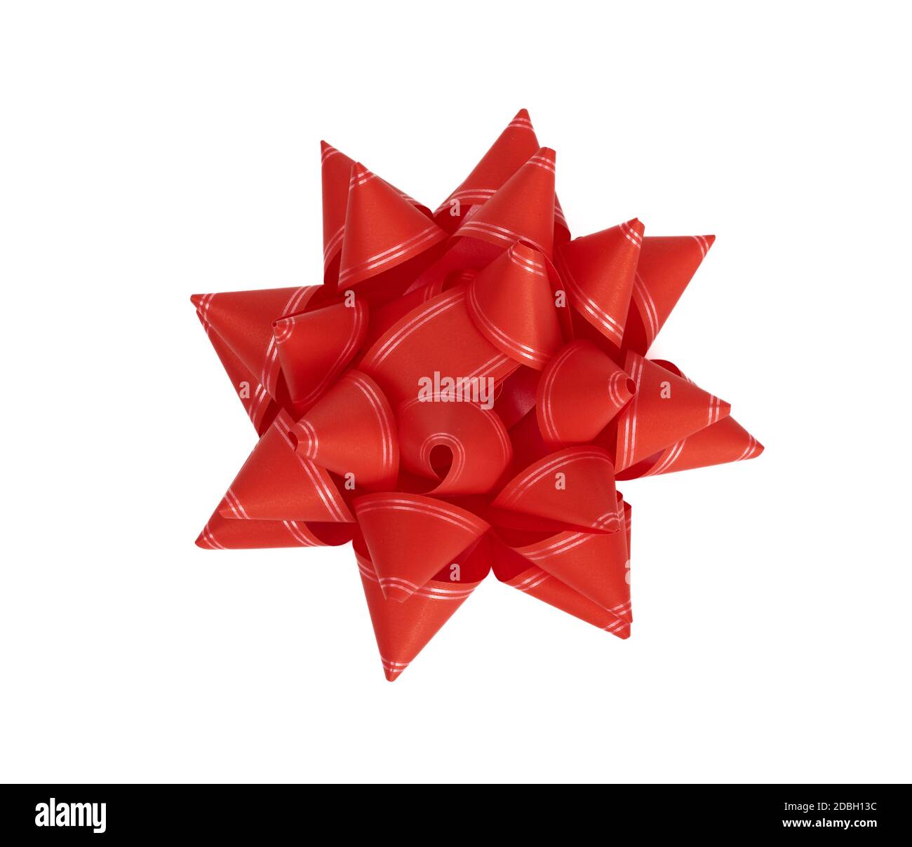 red bow from red decorative paper isolated on white background, top ...
