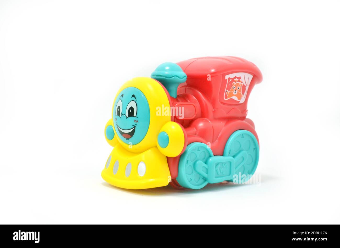 Colorful toy train isolated on white background Stock Photo - Alamy