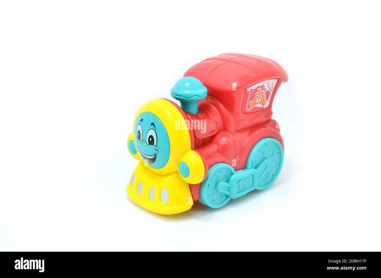 Colorful toy train isolated on white background Stock Photo - Alamy