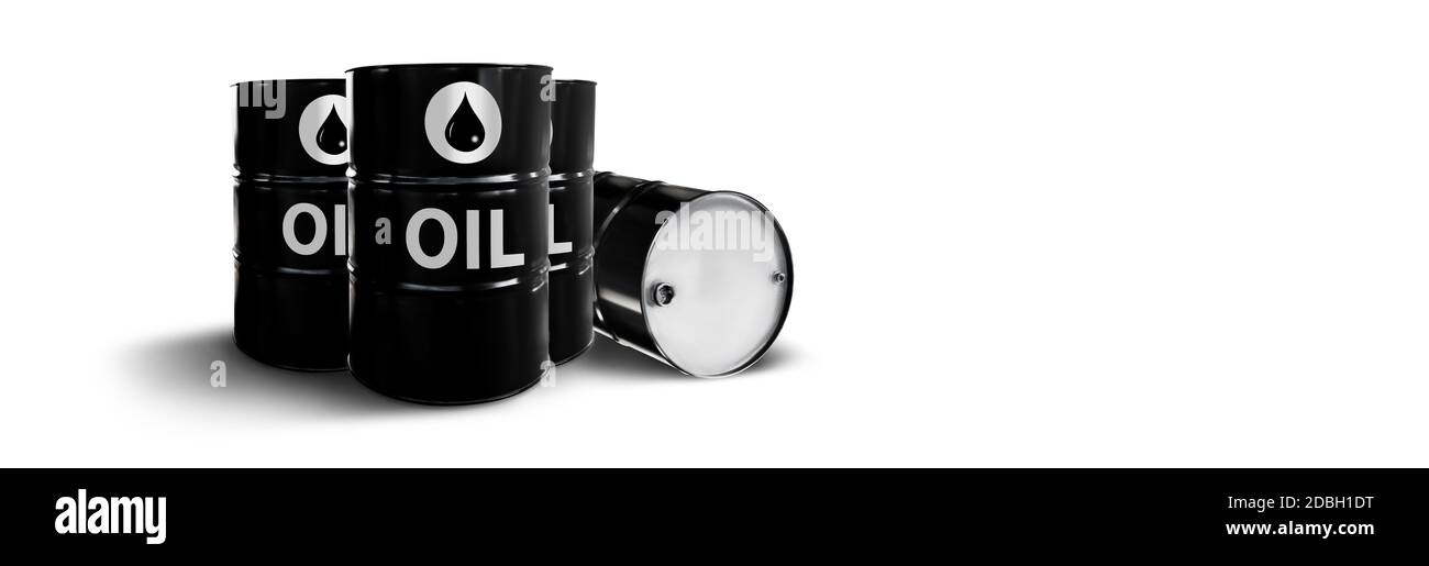 Metal oil barrels. Oil, gas and petroleum industry and manufacturing ...