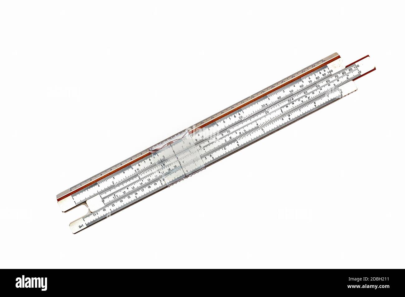 Vintage antique slide ruler, logarithmic scale. Slide logarithmic ruler ...