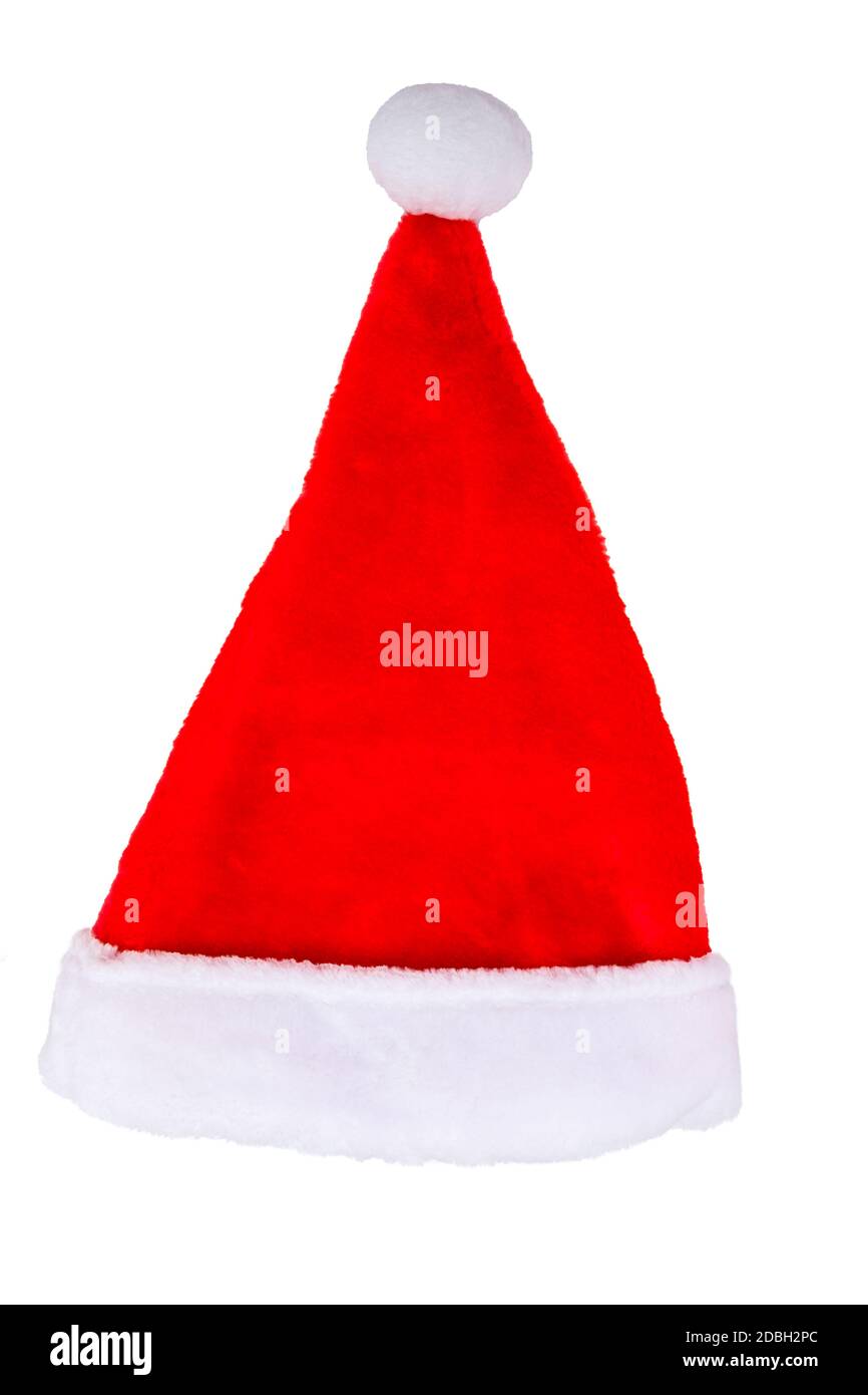 Santa Claus cap in red and white isolated Stock Photo - Alamy