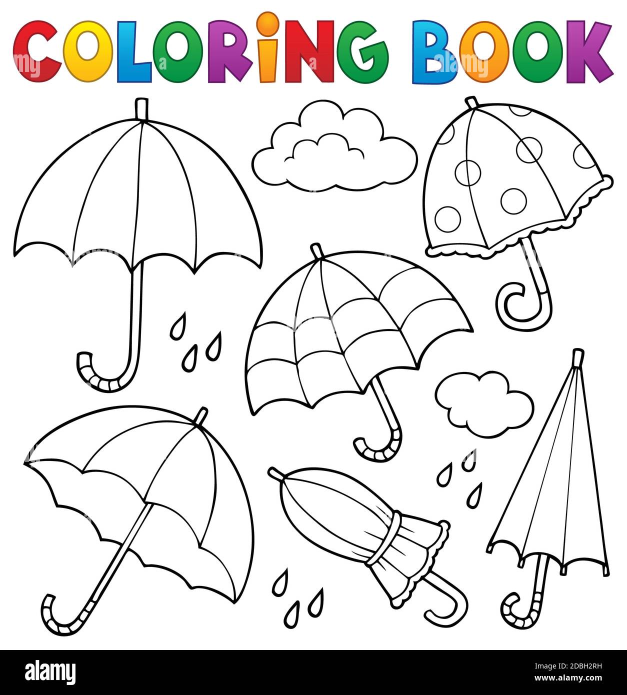 Coloring book umbrella theme set 1 - picture illustration Stock Photo ...