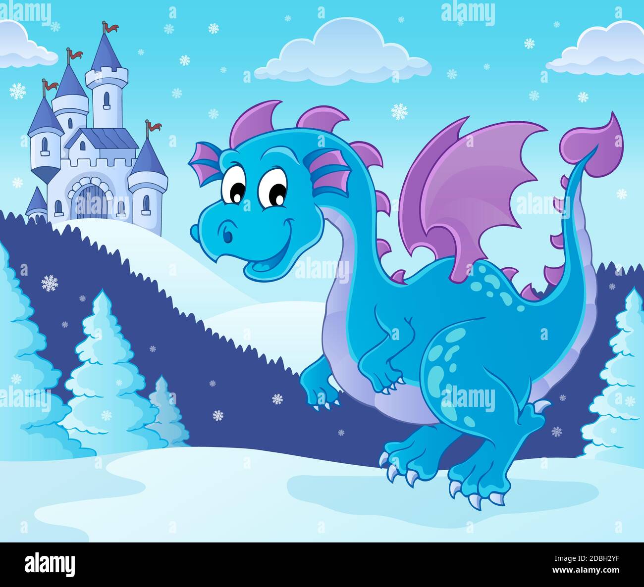 Winter dragon theme image 1 - picture illustration Stock Photo - Alamy