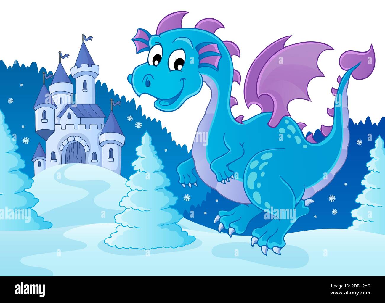 Winter dragon theme image 2 - picture illustration Stock Photo - Alamy