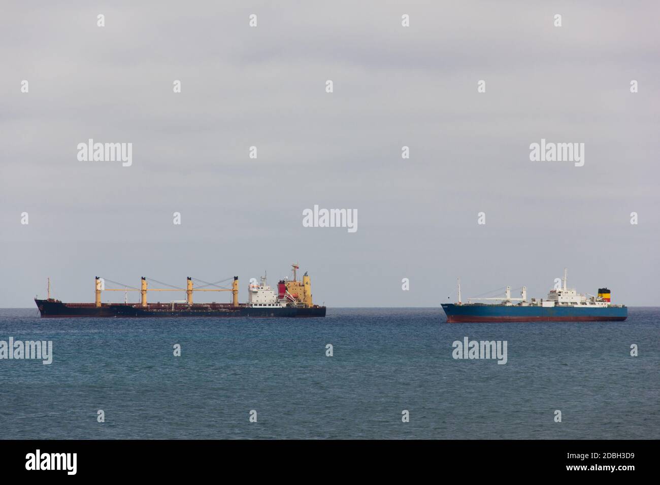 Cargo ships heading to pier in Las Palmas, Spain. Intercontinental ...