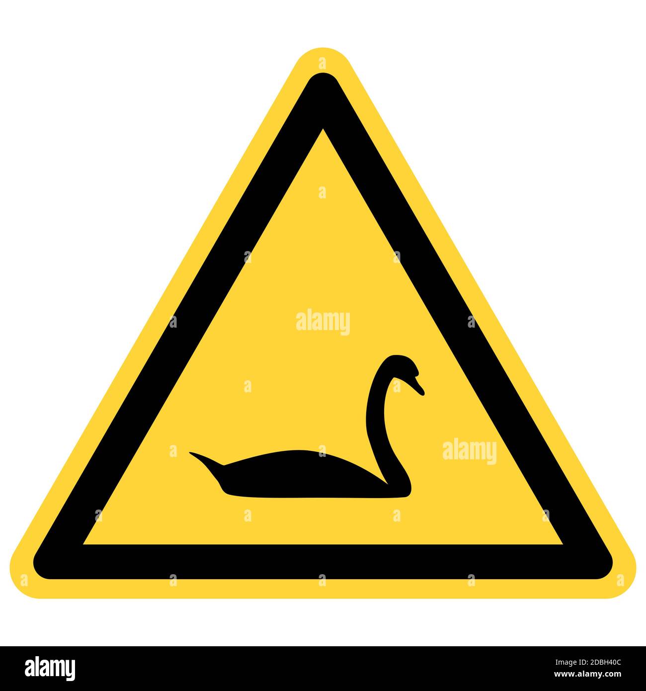 Swan and danger sign Stock Photo - Alamy