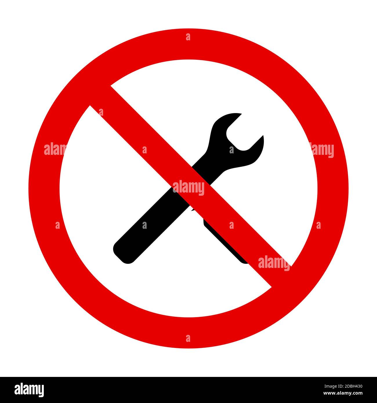 Tools and prohibition sign Stock Photo - Alamy