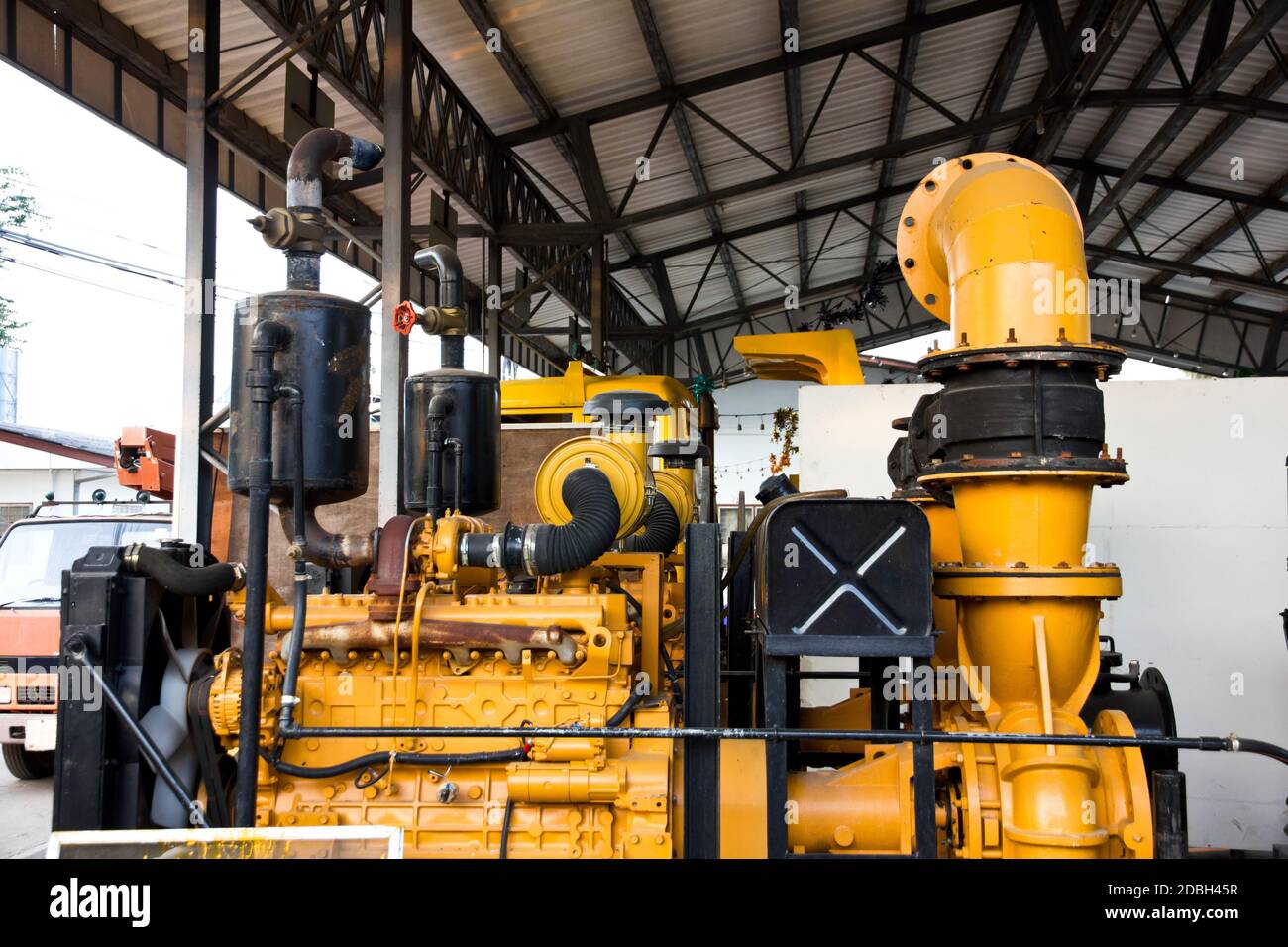 vintage machine engine yellow tone Stock Photo - Alamy