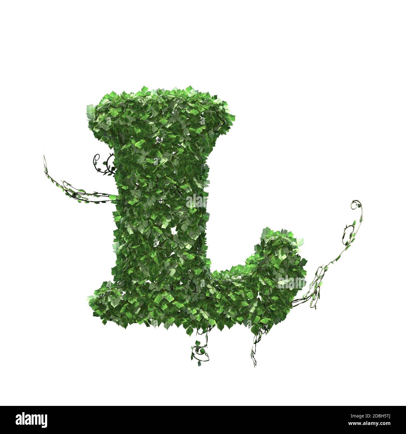 Letter L created of green ivy leaves - isolated on a white background ...