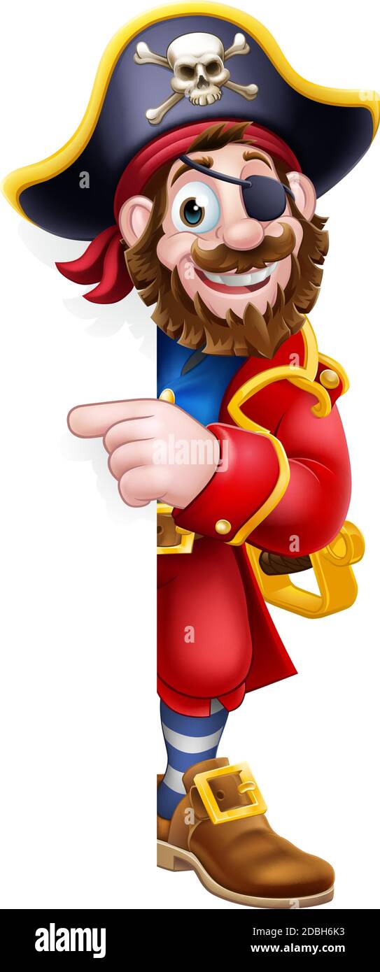 Pirate Captain Cartoon Peeking Background Sign Stock Vector Image & Art ...