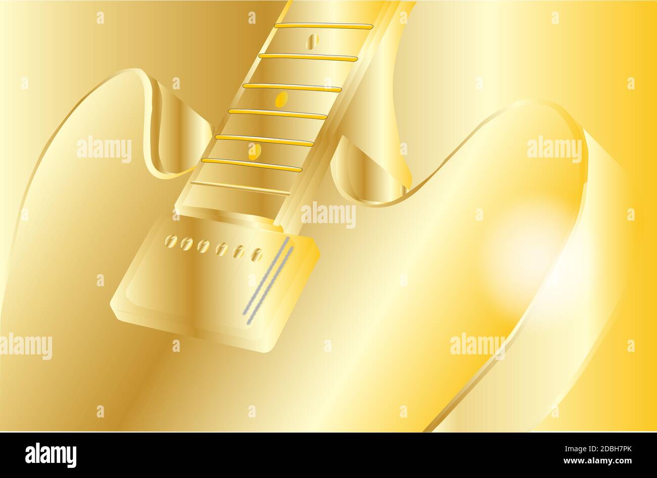 A classic, typical jazz and blues guitar in gold on a gold background ...