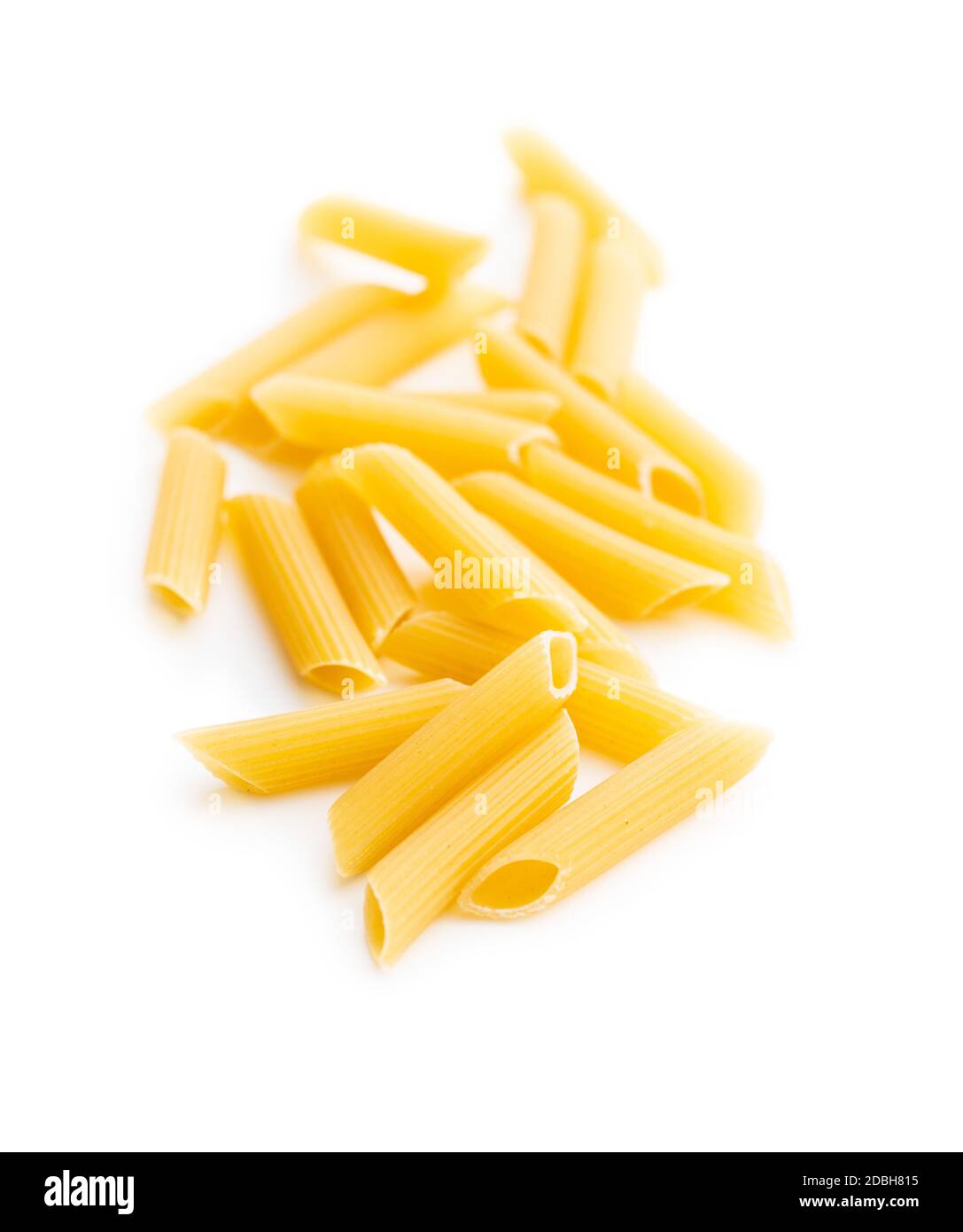 Uncooked penne pasta. Dried italian pasta isolated on white background ...