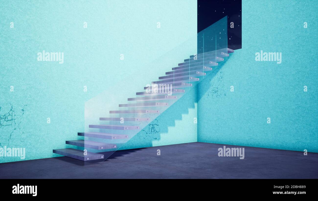 modern mint green building with stairs, 3d rendering Stock Photo - Alamy