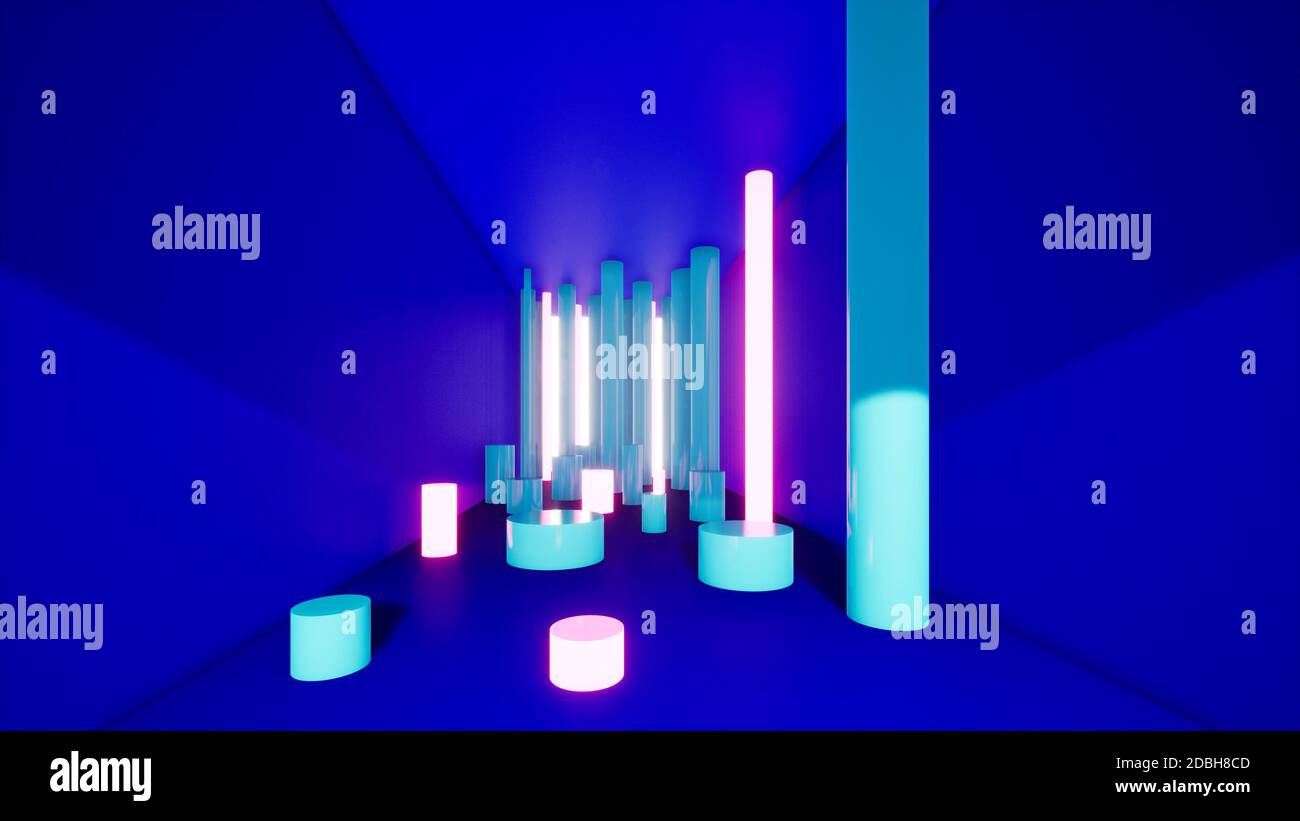 abstract purple background design with colorful neon pipes, 3d render ...