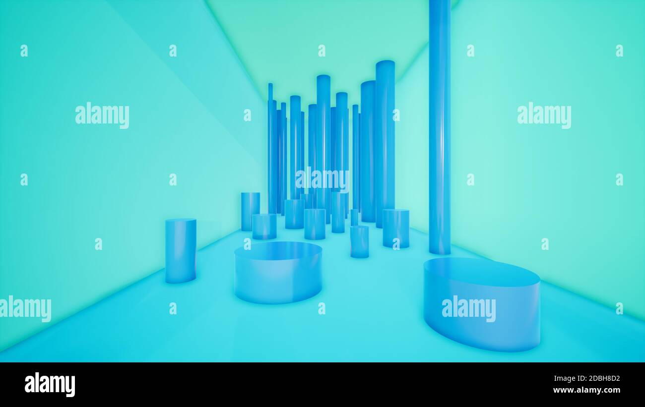 abstract neon blue background design with pipes, 3d render Stock Photo ...